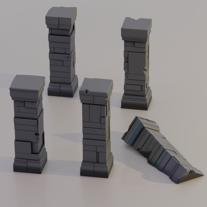 3D Printable Large stone block Pillars by Saucermen Studios
