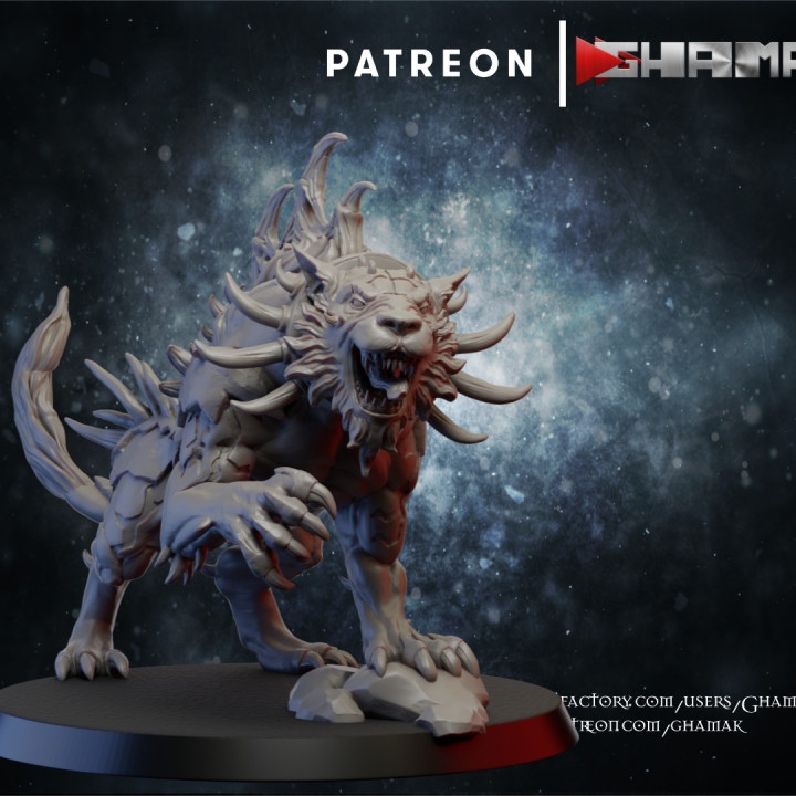 3D Printable chaos infernal hound 2 support ready by Ghamak