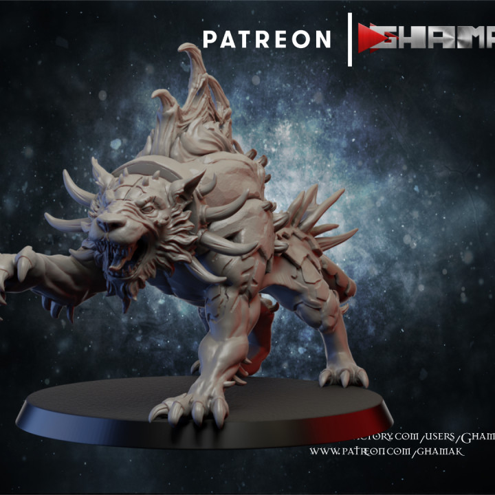 3D Printable chaos infernal hound 3 support ready by Ghamak