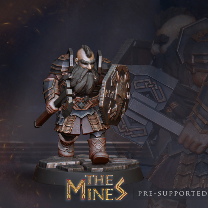 3D Printable Dwarf with axe tabletop miniature by The Mines