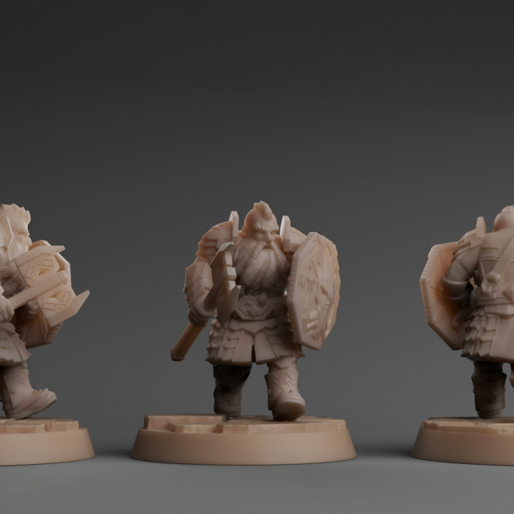 3D Printable Dwarf with axe tabletop miniature by The Mines