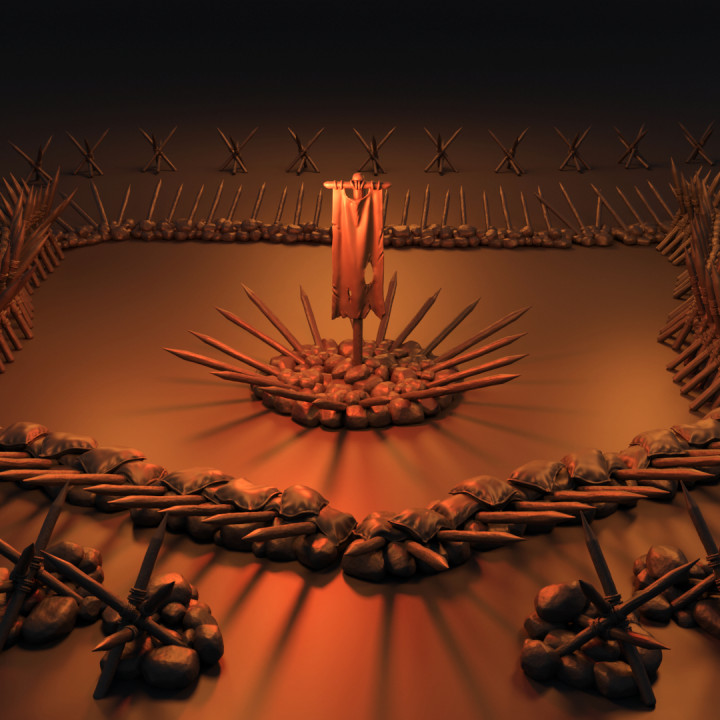 3D Printable Ellirmilborg's Palisade - Palisade and Flags defense line ...