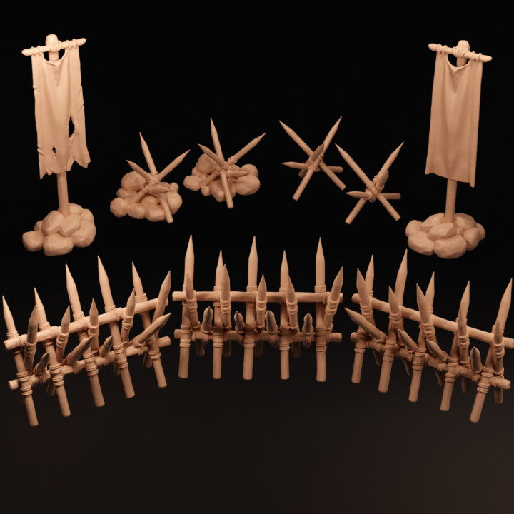 3D Printable Ellirmilborg's Palisade - Palisade and Flags defense line ...