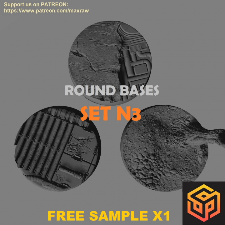 3D Printable ROUND BASES - SET N3 - FREE SAMPLE by Romain Dewaest