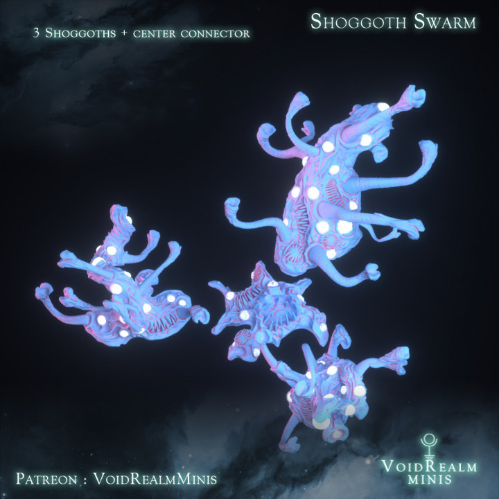 3D Printable Shoggoths (trio) by VoidRealm Minis