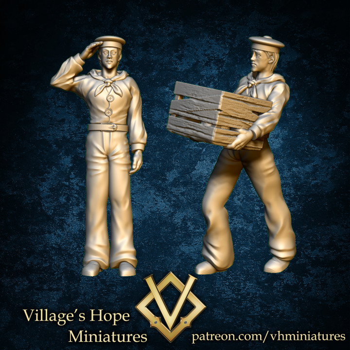 3D Printable navy crew , sailor , admiral by Village's Hope Miniatures