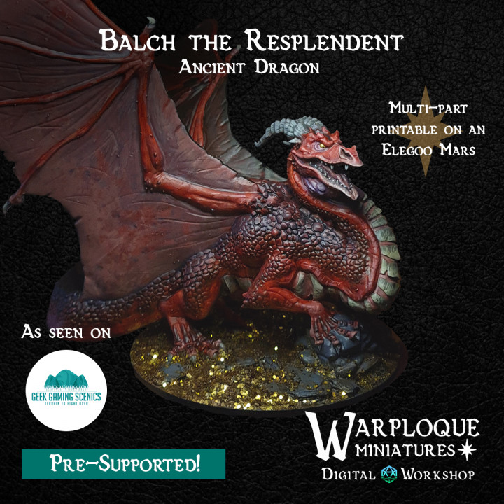 3D Printable Balch the Resplendent - Ancient Dragon by Warp Miniatures