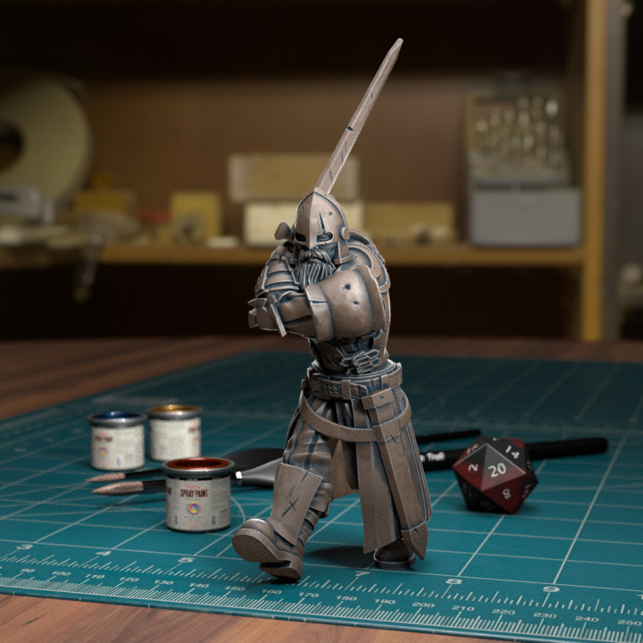 3D Printable Town Guard Swinging - [Pre-Supported] by TytanTroll Miniatures