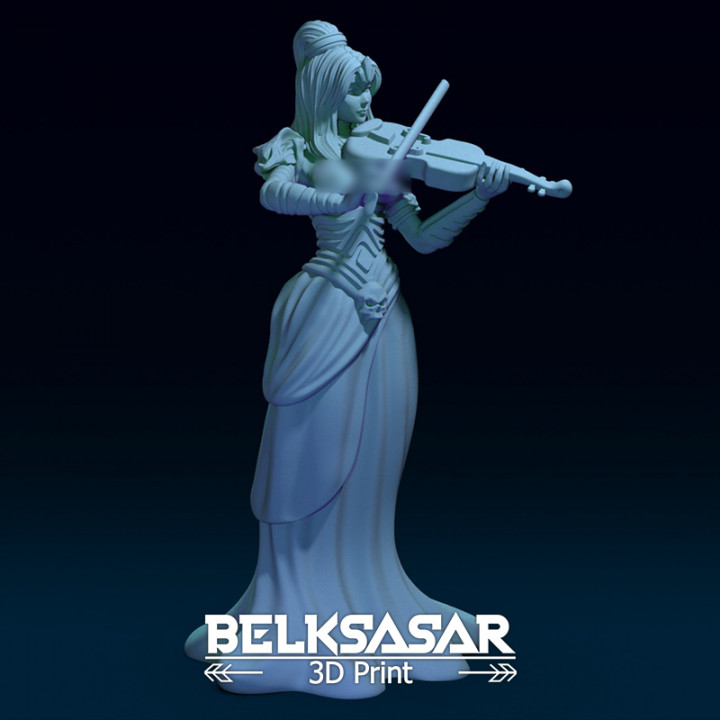 3D Printable Girl Bard Necromancer Variant 2 by Belksasar
