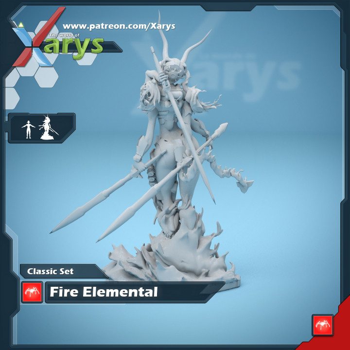 3D Printable Fire Elemental by Xarys Games