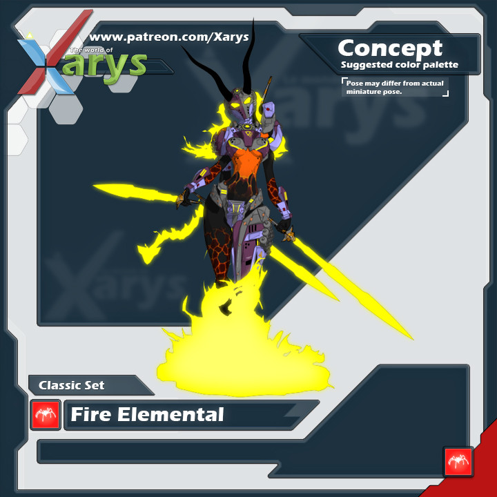 3D Printable Fire Elemental by Xarys Games