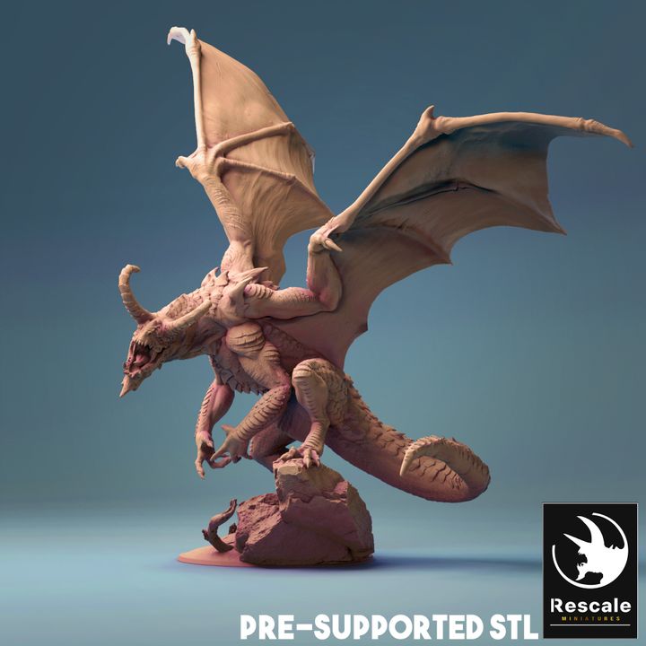 3D Printable Fafnir Mounted and Unmounted by Rescale Miniatures