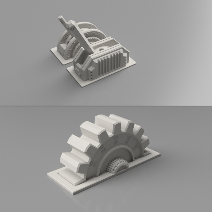 3D Printable Ground props - Gear and Levers by Fr3D @ The3DPrinting