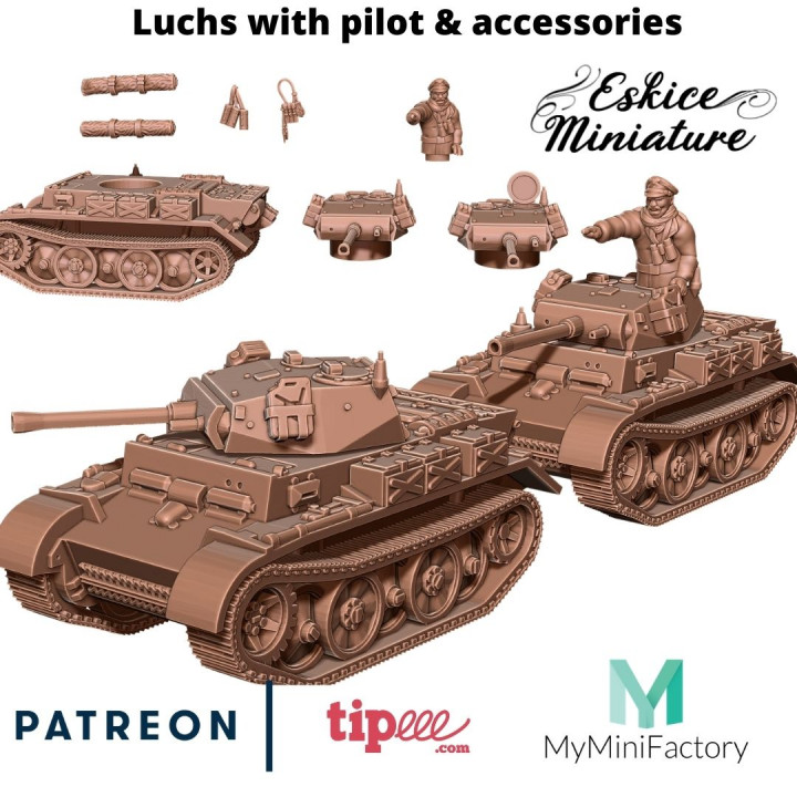 3D Printable Luchs tank with accessories - 28mm for wargame by Eskice ...