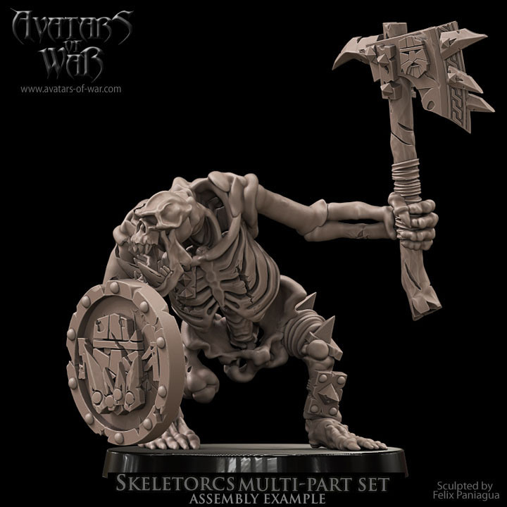 3D Printable Orc Skeletons multi-part regiment by Avatars of War