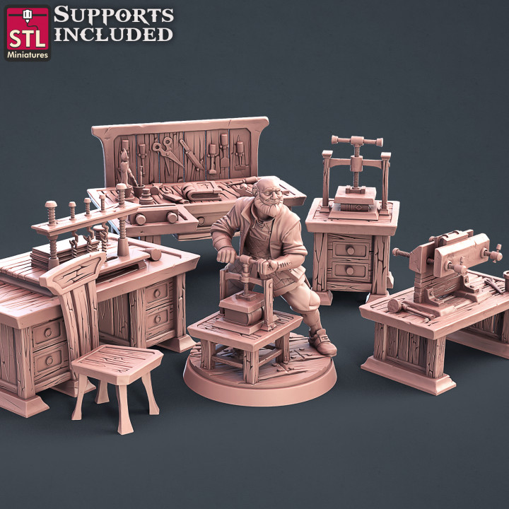 3D Printable Bookbinder Set by STL Miniatures