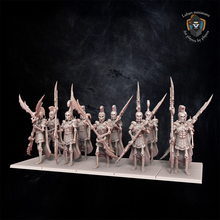 3D Printable Necropolis Guard with paired weapons by Lubart Miniatures