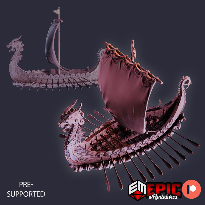 3D Printable Viking Longboat Hamingja / Norse Dragon Ship "The Luck" by ...