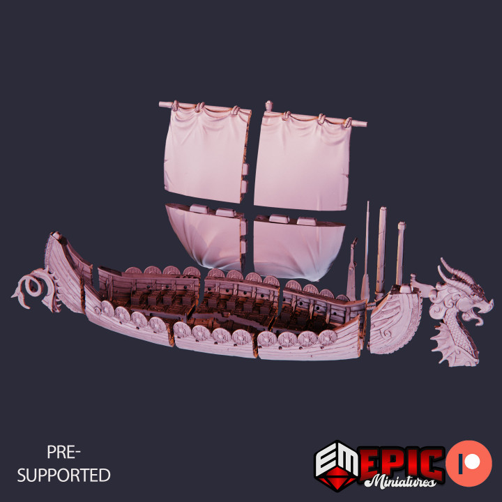 3D Printable Viking Longboat Hamingja / Norse Dragon Ship "The Luck" by ...