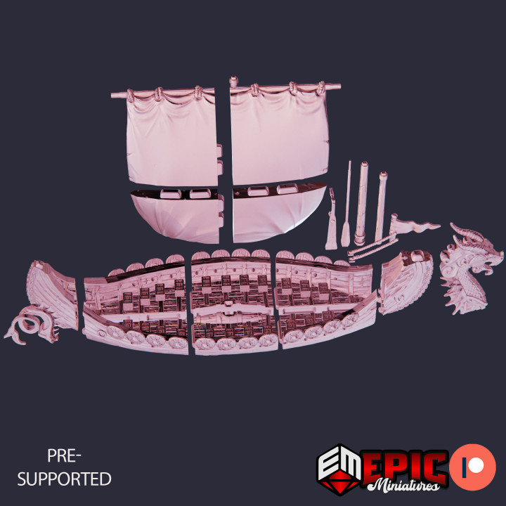 3D Printable Viking Longboat Hamingja / Norse Dragon Ship "The Luck" by ...