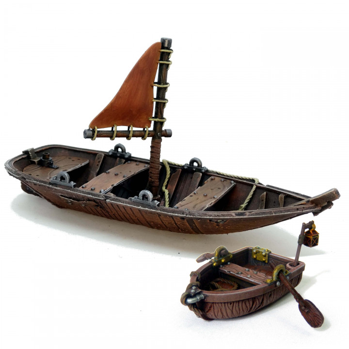3D Printable Row Boat and Sail Boat Pack Fantasy Miniatures And Terrain ...