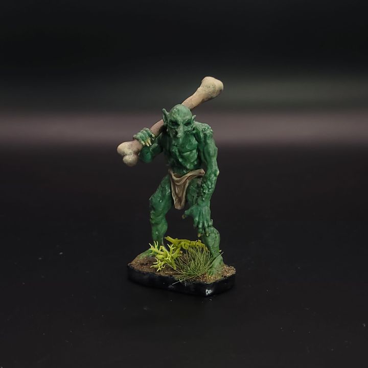 3D Print of Creepy Skinny Troll with Bone Club by Mage-Slayer-Miniatures