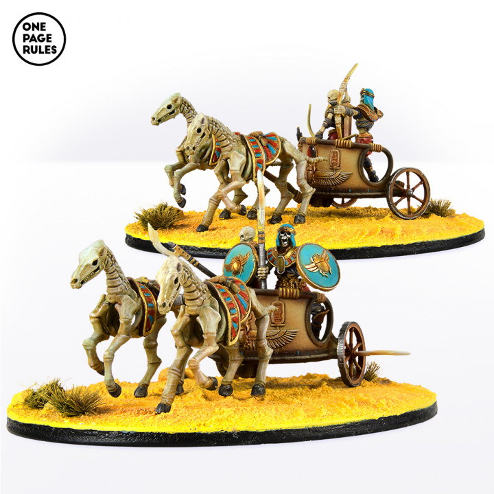 3D Print of Mummified Skeleton Chariots by onepagerules