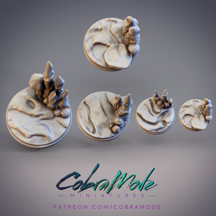 3D Printable Cave Base Pack with Mushrooms 4 pcs (Supportless) by CobraMode