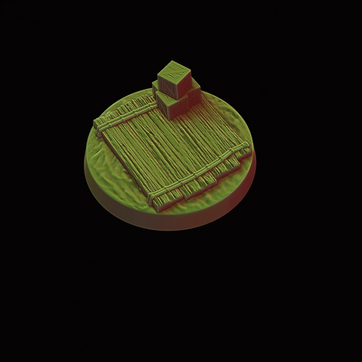 3D Printable Wooden Raft Base (32mm Round Swamp Base) by Admiral Apocalypse