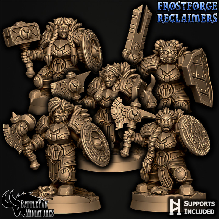 3D Printable Frostforge Battle-Damsel Pack by Battle Yak Miniatures