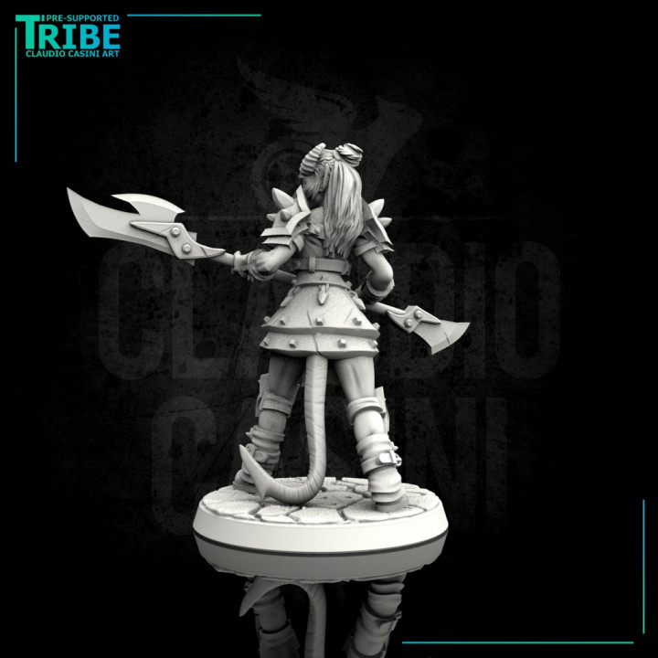3D Printable (0021) Female human elf half orc tiefling barbarian with ...