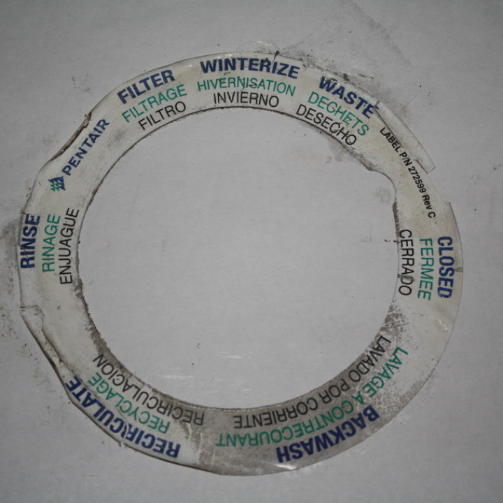 3D Printable Pool Pump Filter Label by Derek Tombrello