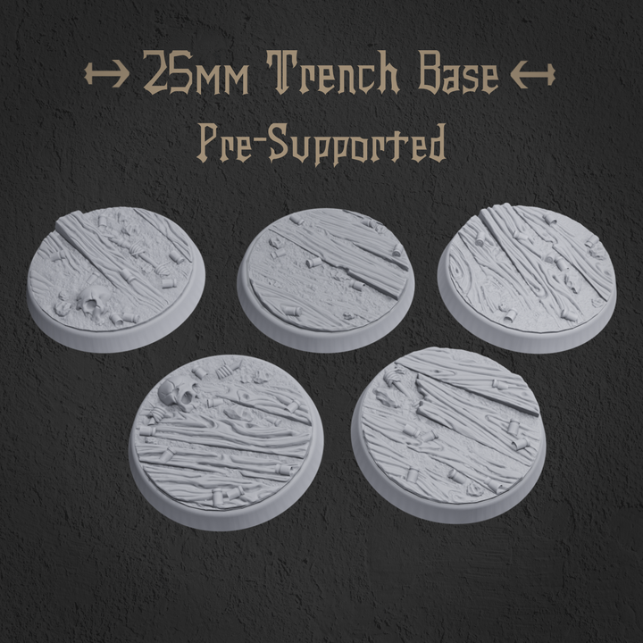 3D Printable 25mm Trench Bases (Supported) by Andrew Noble