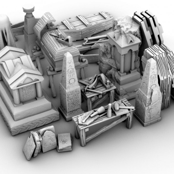 3D Printable Grave and Coffin Maker Workshop by GameScape3D