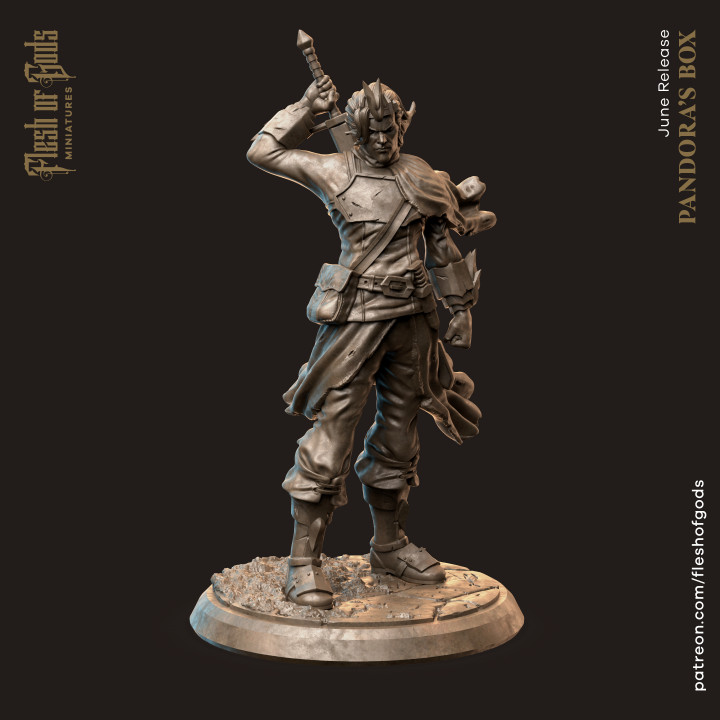 3D Printable Cedric Liarel - Drow Swordsman by Flesh of Gods