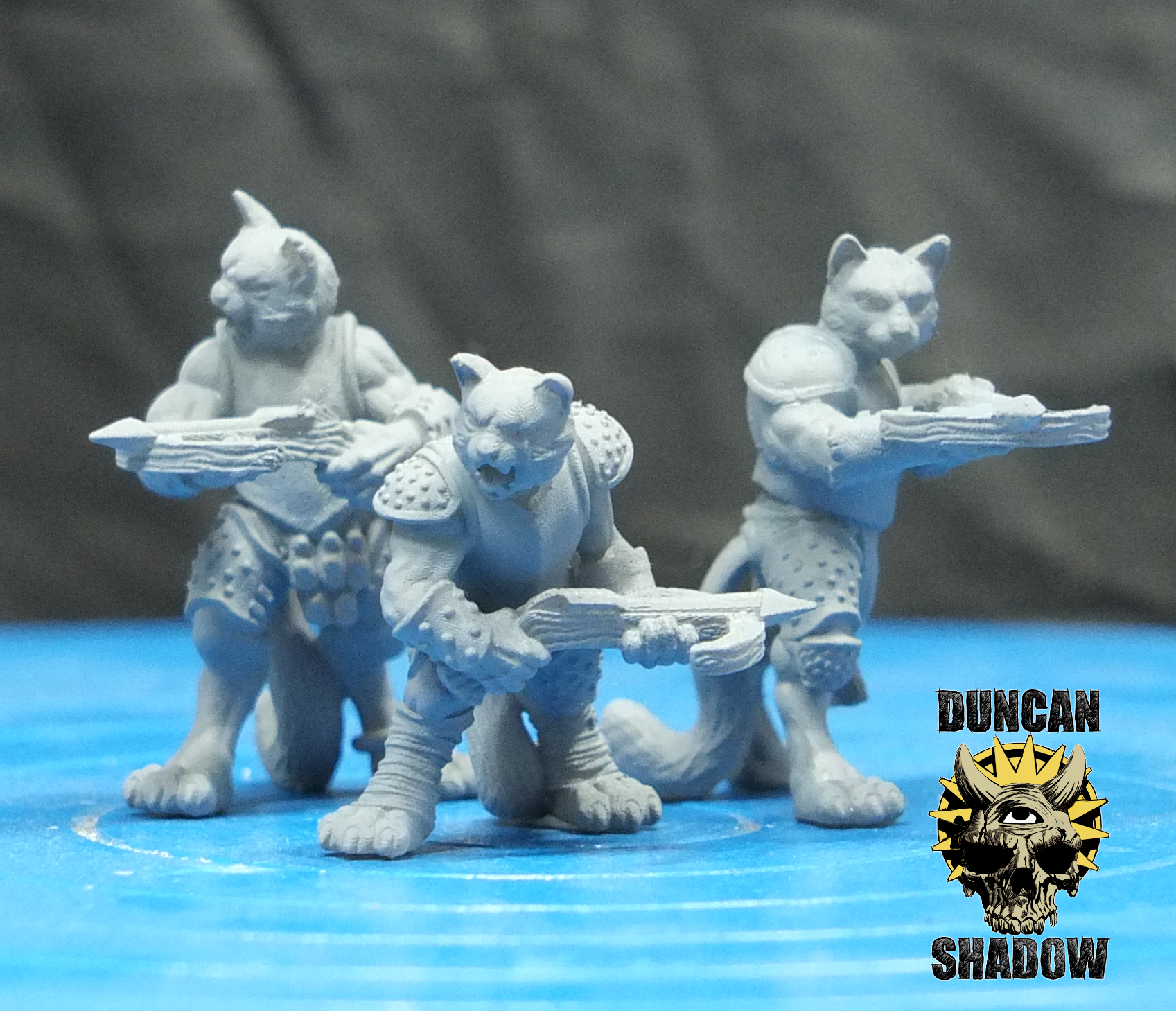 3D Printable Cat Folk with Crossbows (pre supported) by Duncan Shadow