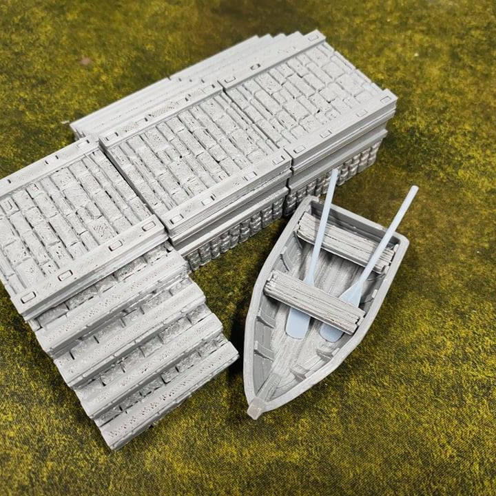 3D Printable modular port and small boat by Village's Hope Miniatures