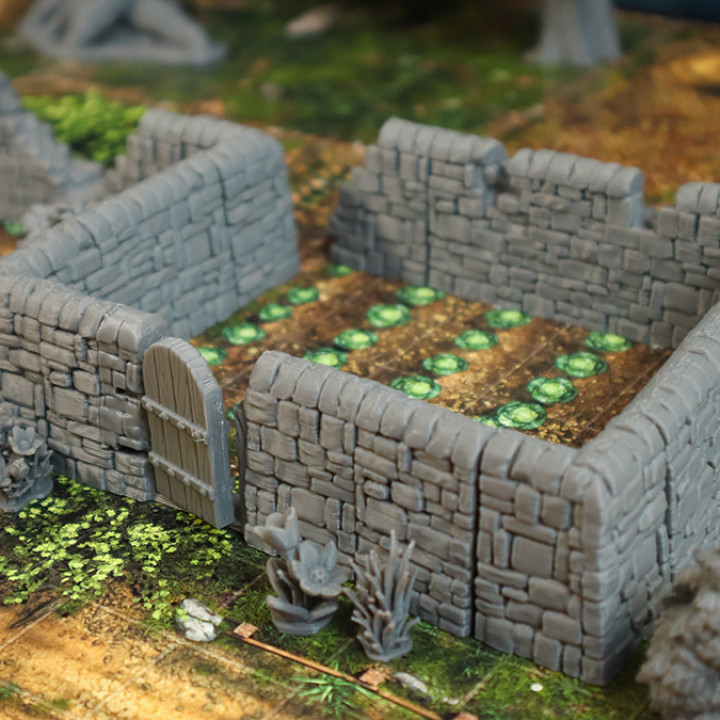 3D Printable Wooden and Stone Fences by Black Scrolls Games