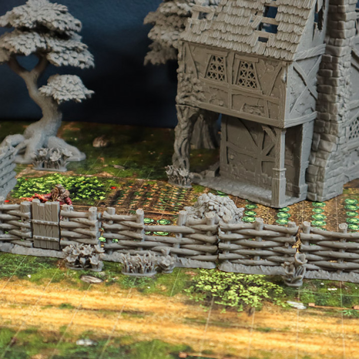 3D Printable Wooden and Stone Fences by Black Scrolls Games