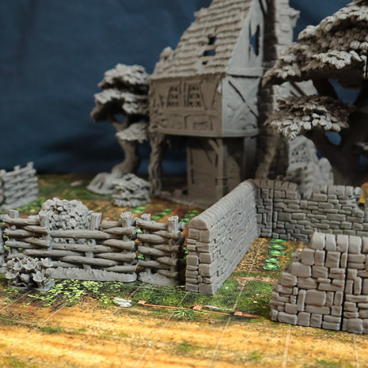 3D Printable Wooden and Stone Fences by Black Scrolls Games