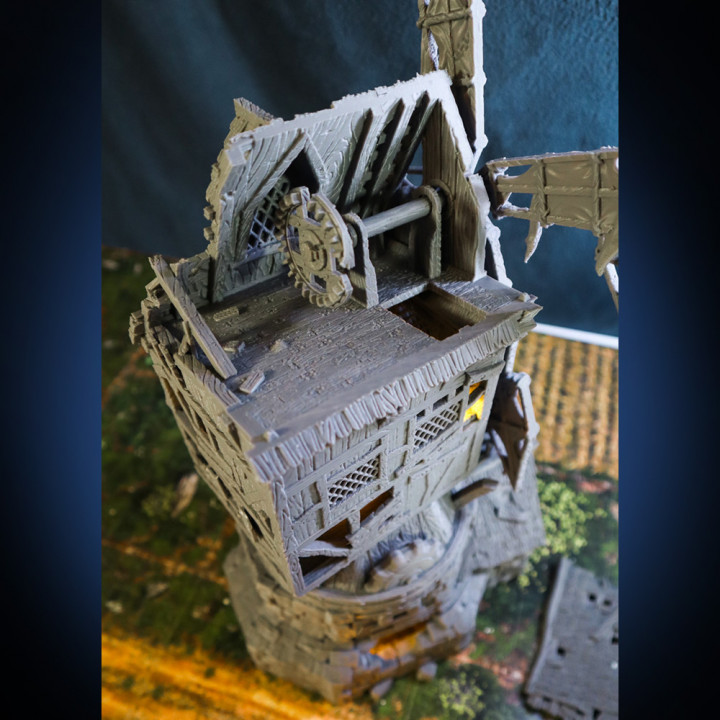 3D Printable Ruined Windmill by Black Scrolls Games
