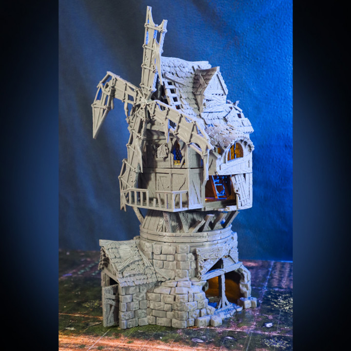 3D Printable Ruined Windmill by Black Scrolls Games