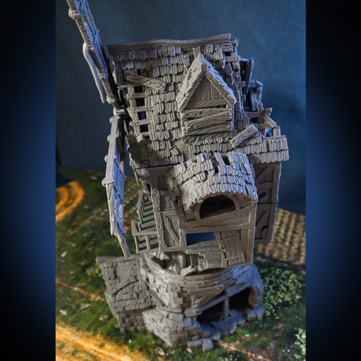 3D Printable Ruined Windmill by Black Scrolls Games