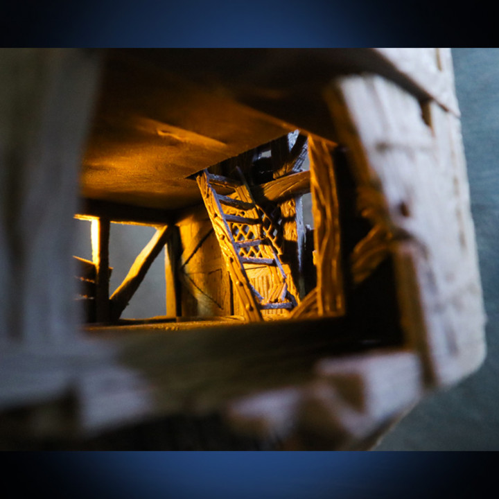 3D Printable Ruined Windmill by Black Scrolls Games