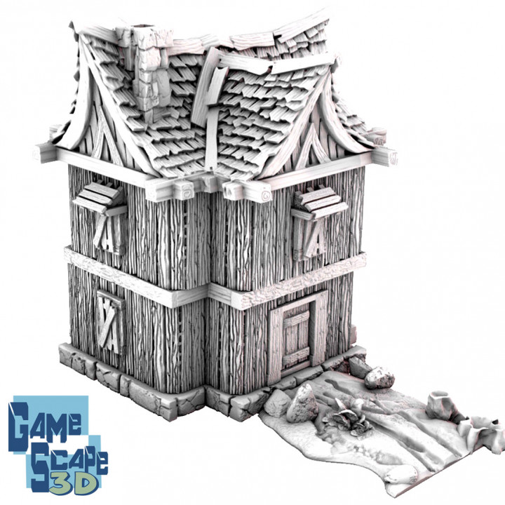 3D Printable Large 2 Story Shack by GameScape3D