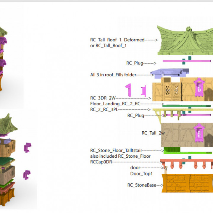 3D Printable 3 Story Timber Frame with stairs by GameScape3D