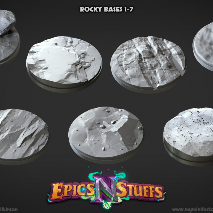 3D Printable Rocky Miniature Bases - Pre-Supported by Epics N Stuffs