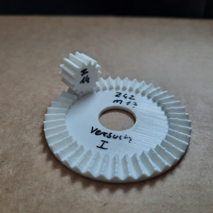 3D Printable Crown Gear Module 1 Teeth 42, Pinion Module 1 Teeth 14 by ...