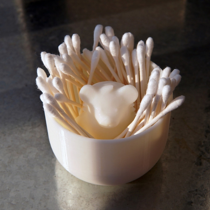 3D Printable Bear Q-tip holder by Philippe Barreaud