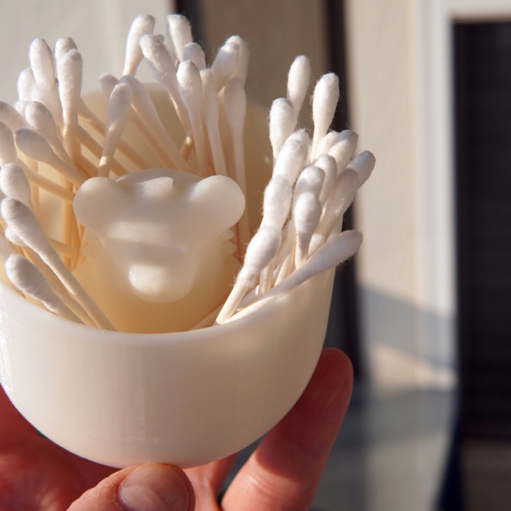 3D Printable Bear Q-tip holder by Philippe Barreaud